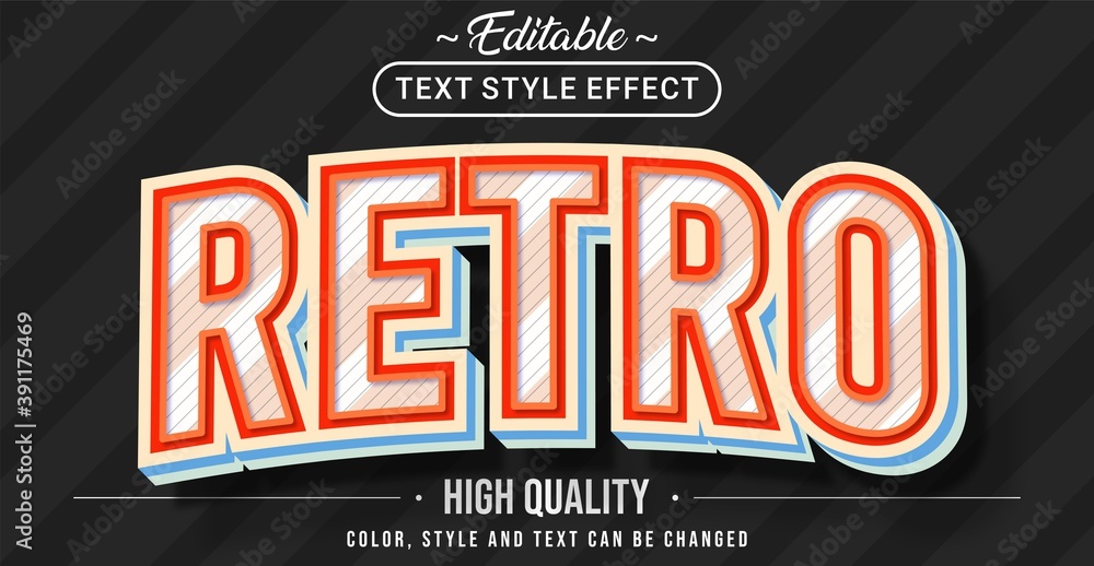 Retro text effect - Editable text effect Stock Vector | Adobe Stock