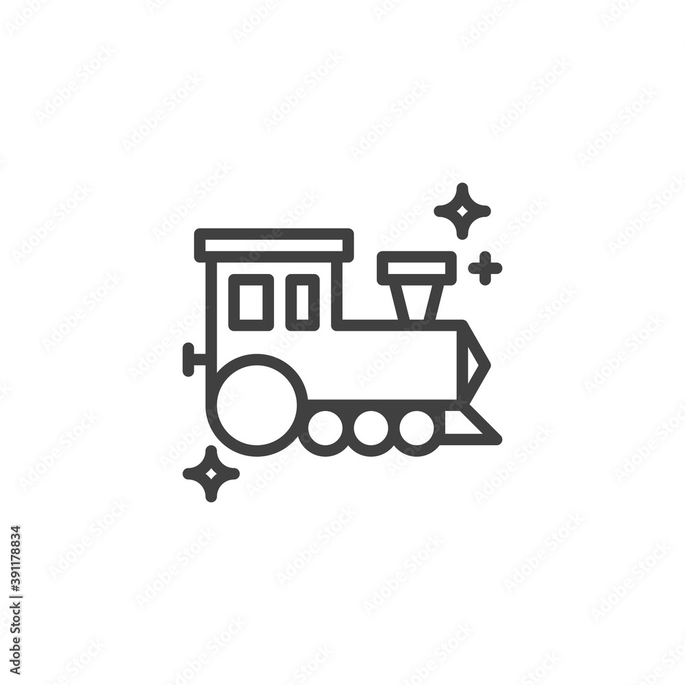 Toy train line icon. linear style sign for mobile concept and web ...