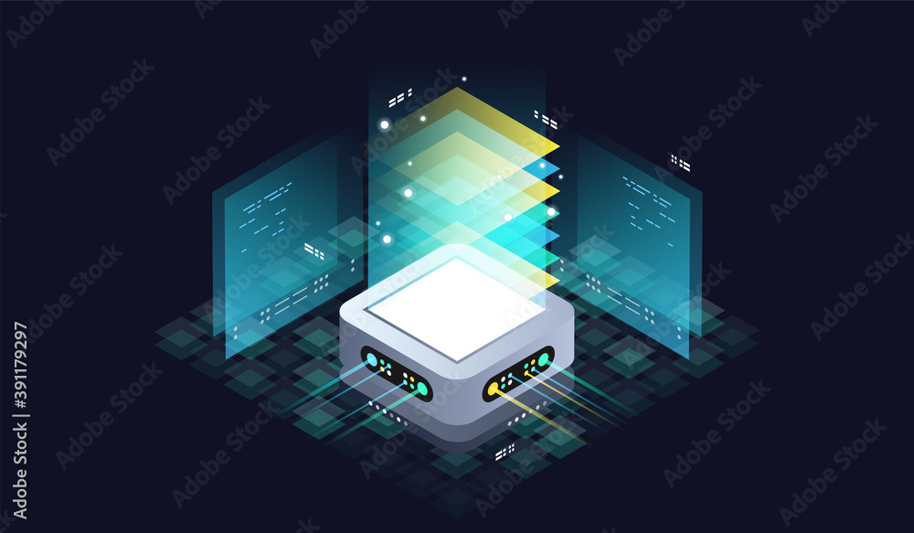 Technology isometric infographic design for quantum computer ...