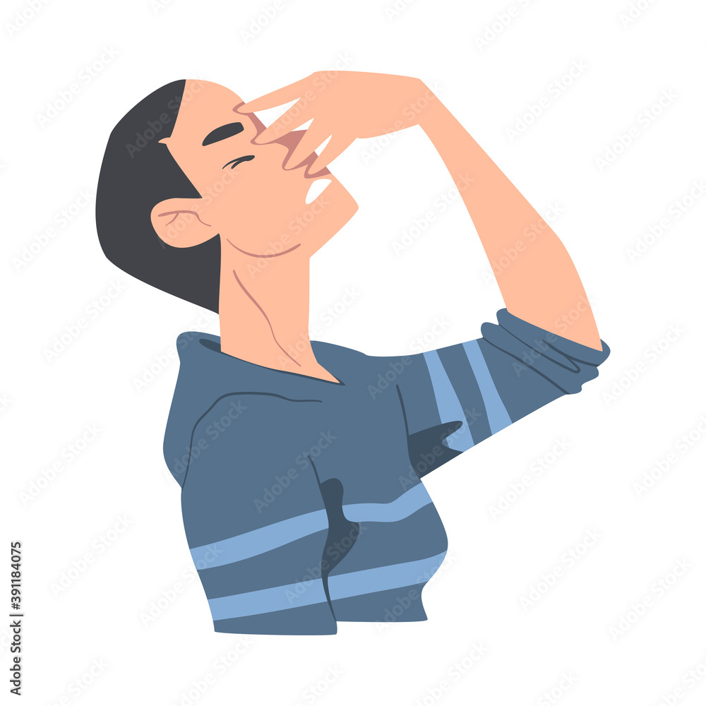 Embarrassed Guy Covering his Face with Hand Cartoon Style Vector ...