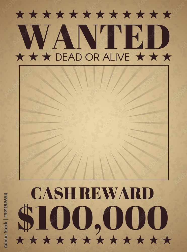 Wanted poster template. Vintage old western banner for thematic party ...