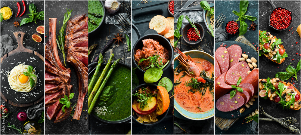 Set of photo dishes. Set of food cuisines of peoples of the world ...