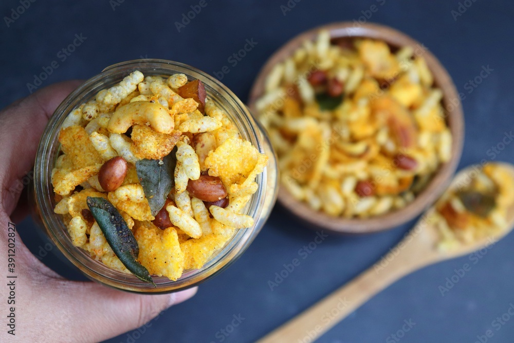 Murmura cornflakes Chivda or Chiwada. Diwali special savory snack ...