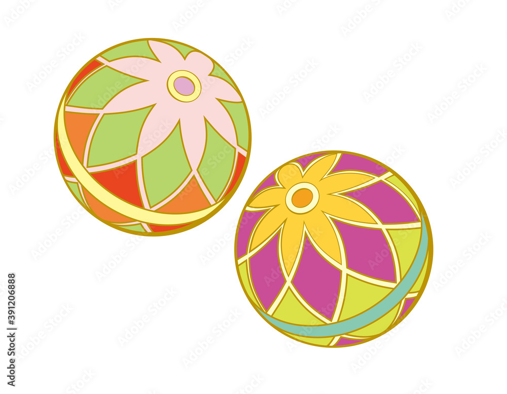 手まり Temari-traditional Japanese handball Stock Vector | Adobe Stock