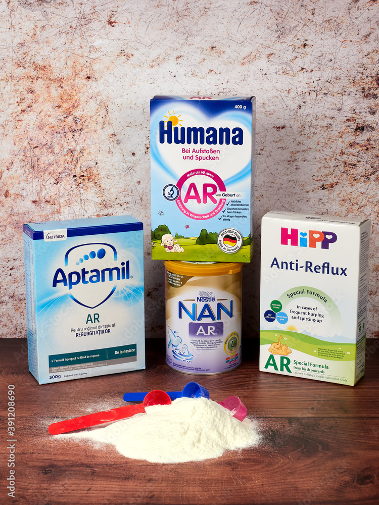 Foto de Bucharest, Romania - July 26 2020: Various anti-reflux infant ...