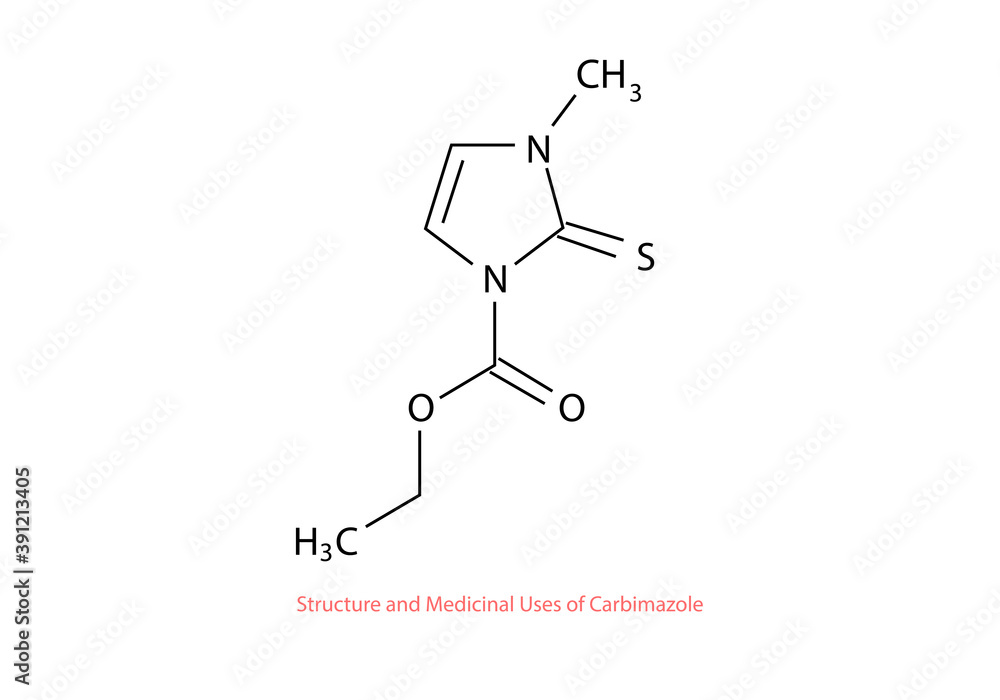 structure and medicinal uses of carbimazole vector design illustration ...