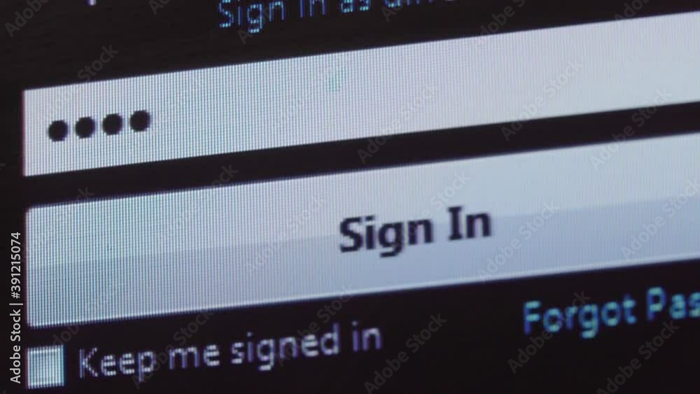 password entry. Someone enters their password on the computer screen ...