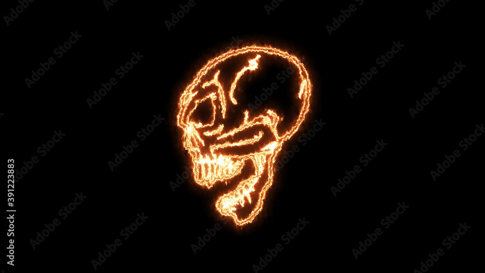 Fire burning skull. Devilish Skull burning Hell with scary, halloween ...