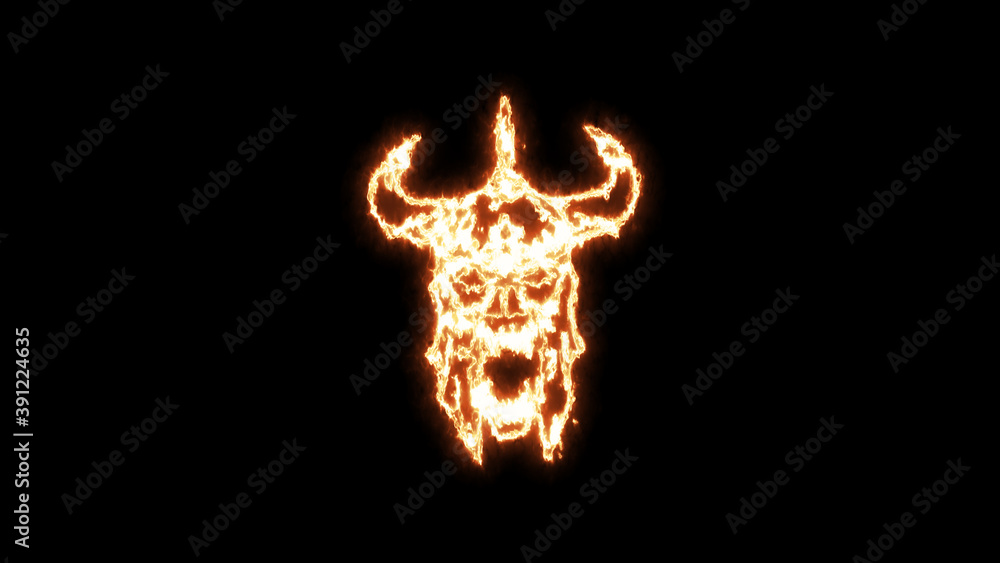 Fire burning skull. Devilish Skull burning Hell with scary, halloween ...