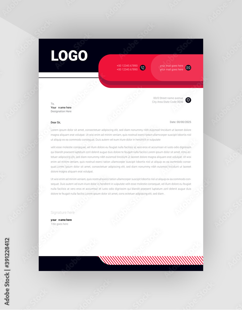 Professional business style letterhead template design / cover letter ...