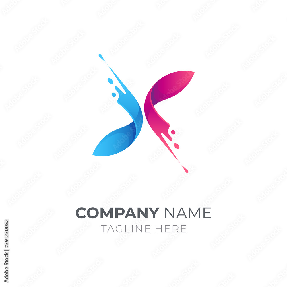 X logo wave water splash. Abstract crossing logo design Stock Vector ...