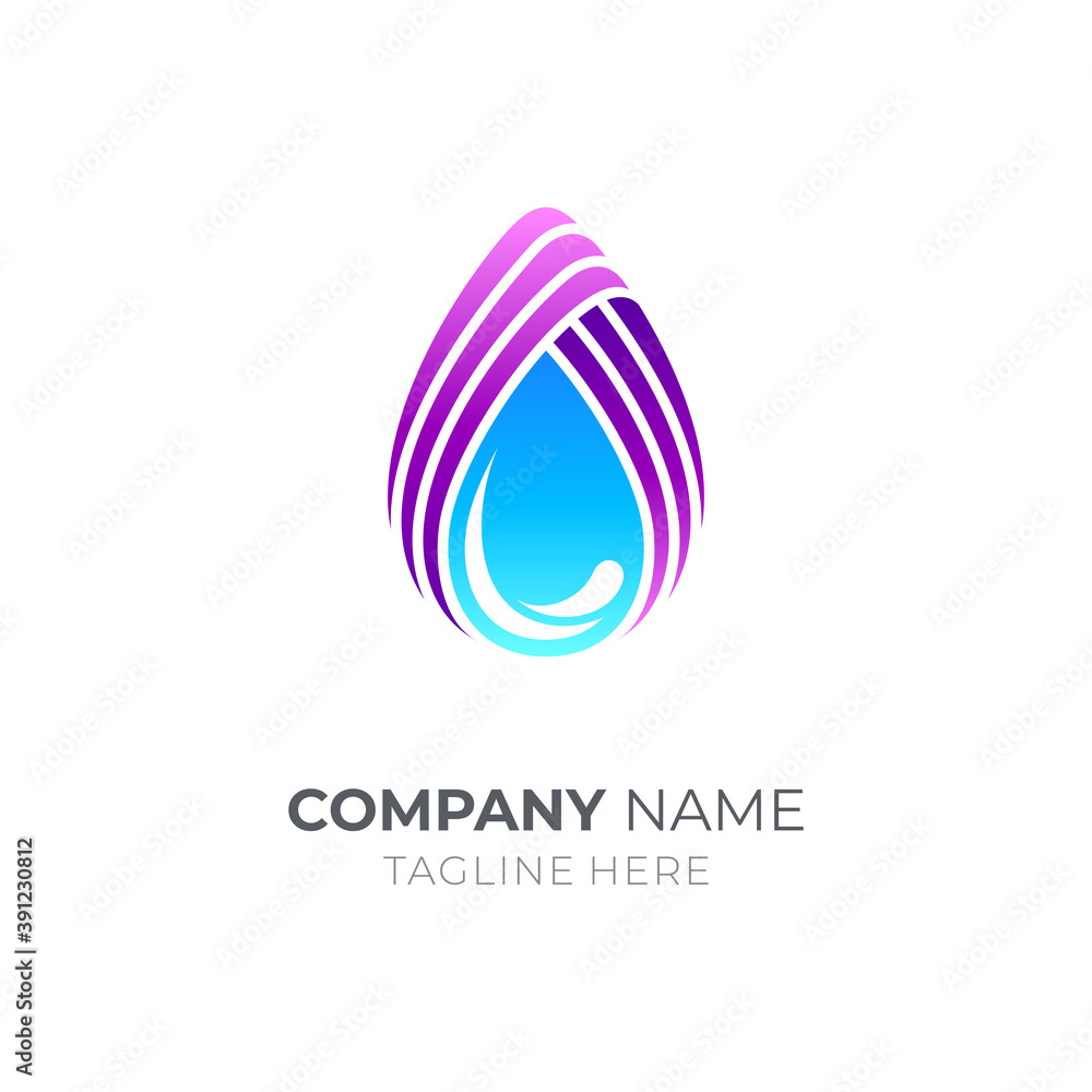Water drop line art logo. Aqua purity, liquid logo design Stock Vector ...