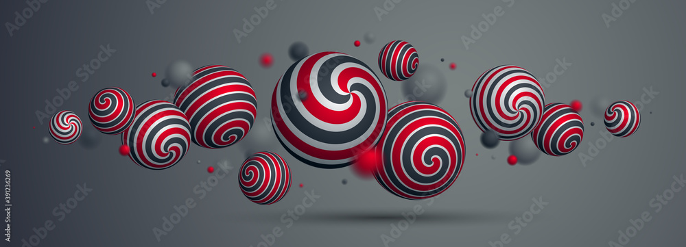 Realistic decorated spheres vector illustration, abstract background ...