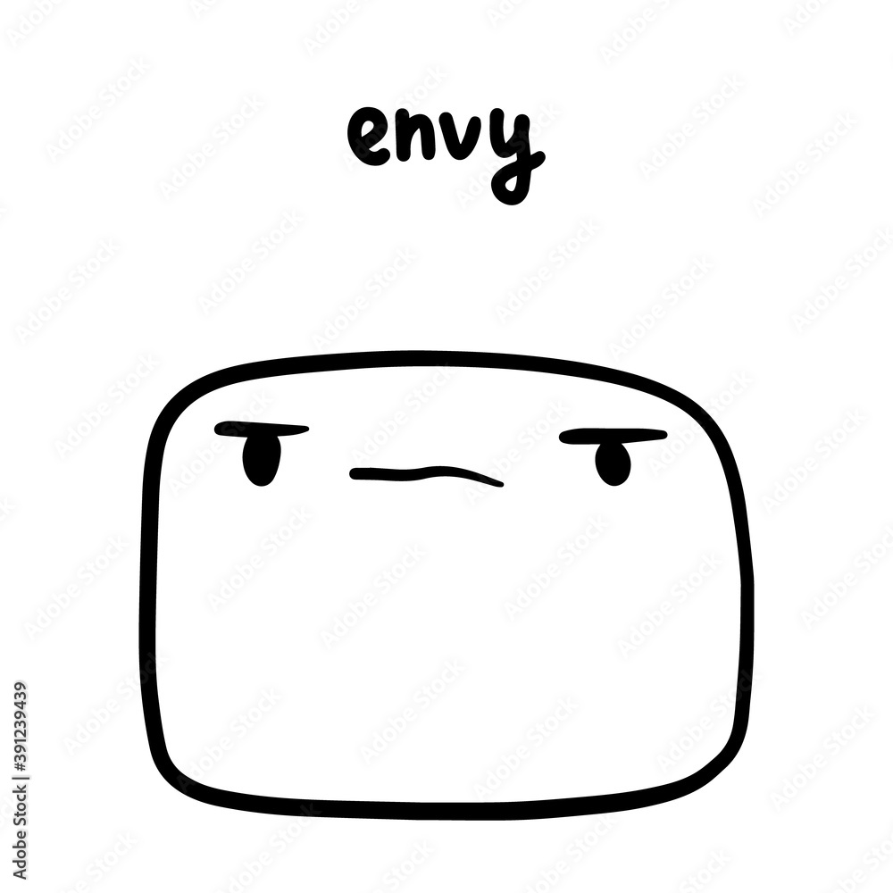 Envy hand drawn vector illustration in cartoon doodle style face ...