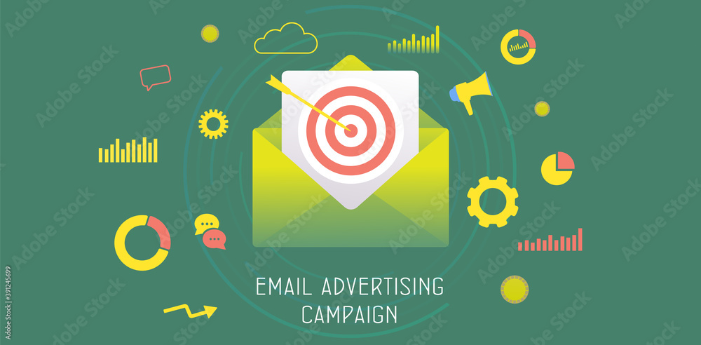Email Advertising Campaign concept. Digital Marketing Business Strategy ...