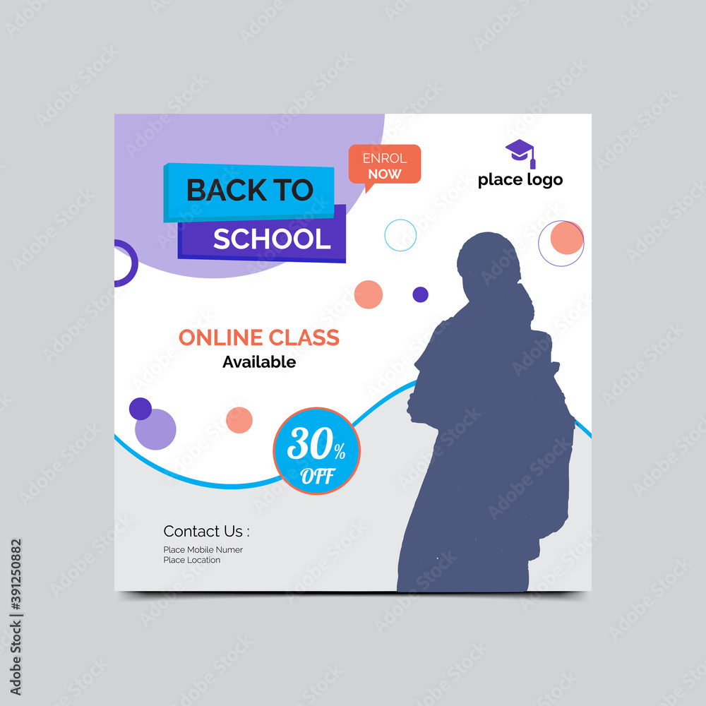 kids school education social media post banner design or web banner ...