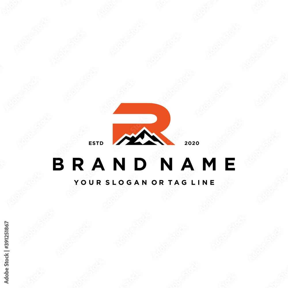 letter R mountain logo design concept vector Stock Vector | Adobe Stock