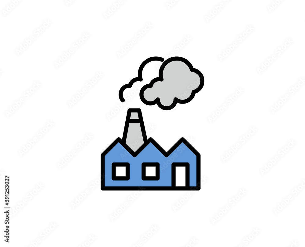 Line factory icon isolated on white background. Outline symbol for ...