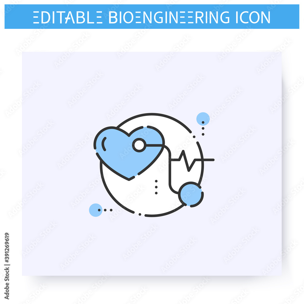 Heart pacemaker line icon. Artificial cardiac pacemaker. Cardio ...