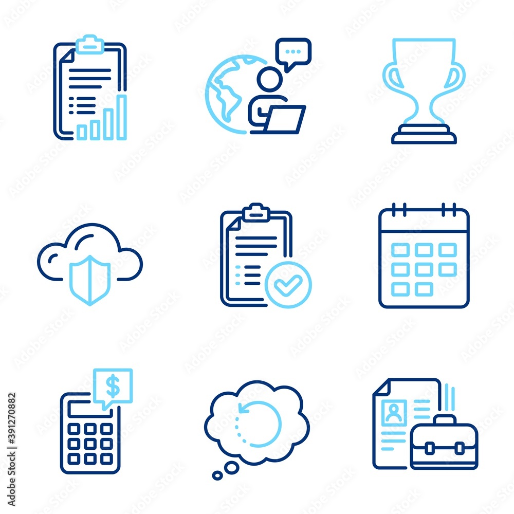 Education icons set. Included icon as Recovery data, Vacancy, Approved ...