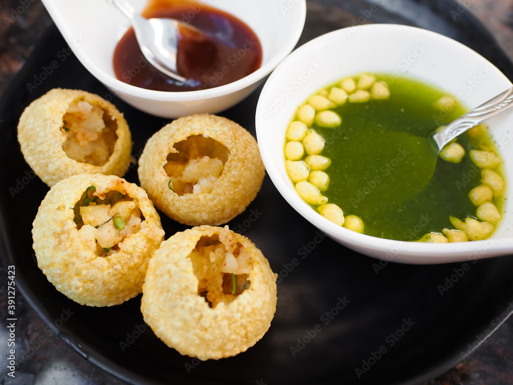 Panipuri, famous street food in Pakistan, India and Bangladesh. Other ...