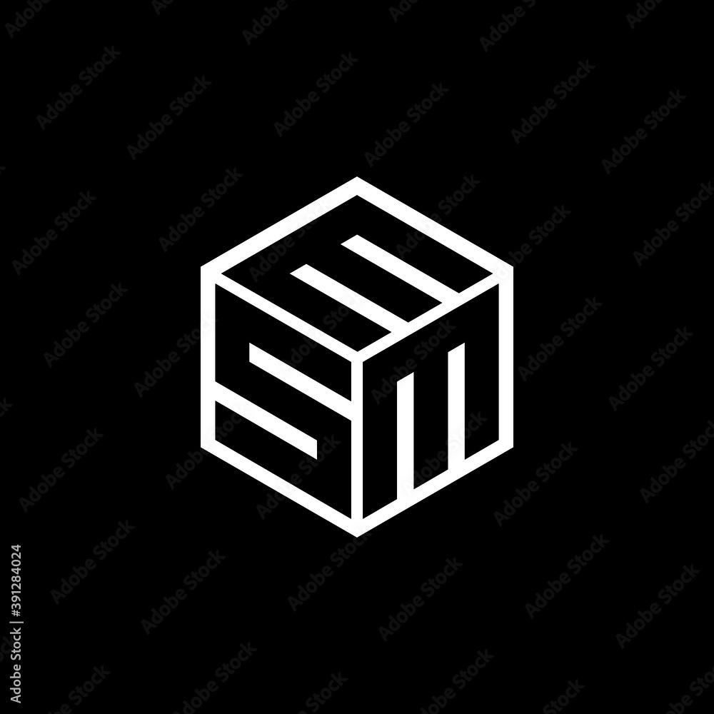 SMM letter logo design with black background in illustrator, eps cube ...