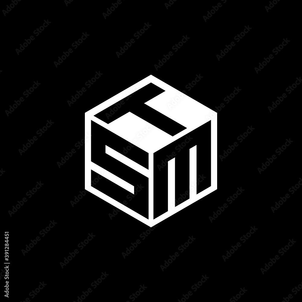 SMT letter logo design with black background in illustrator, eps cube ...