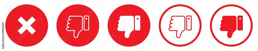 Vetor de Dislike buttons set on white background. Unlike collection in ...