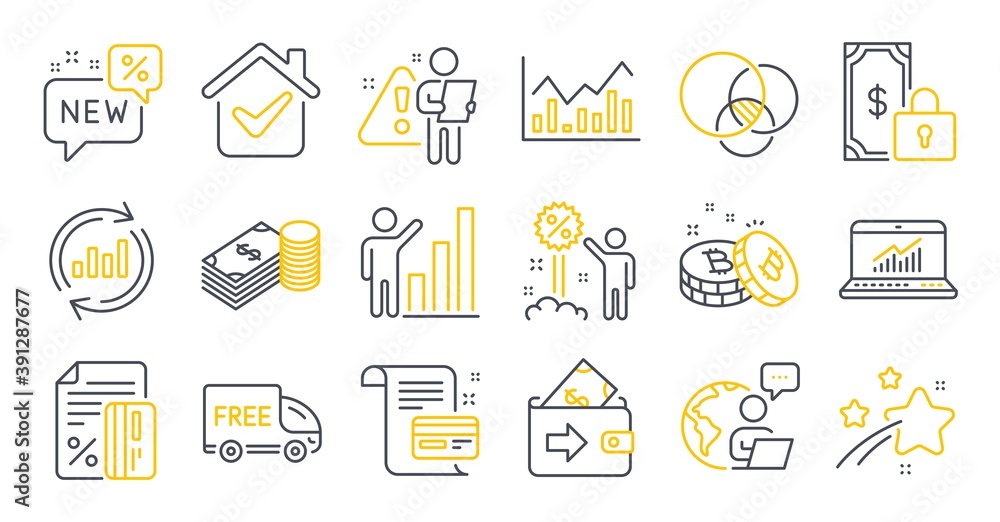 Set of Finance icons, such as Graph chart, Infochart, Credit card ...