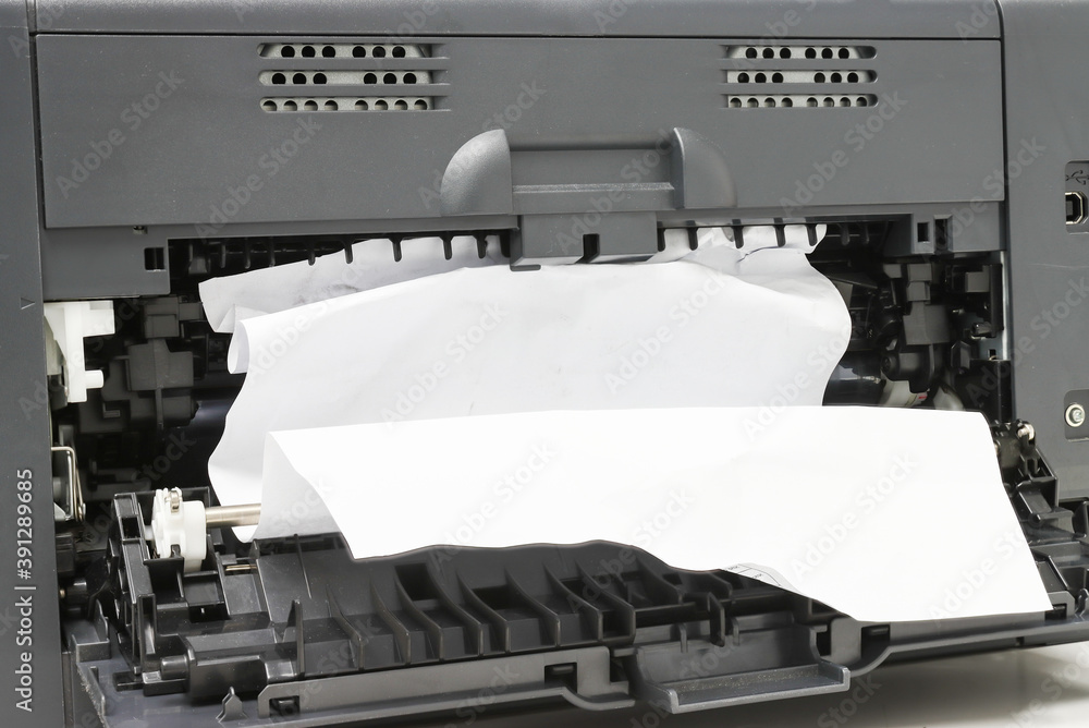 Paper Stuck, Paper Jam In Printer At Office Stock Photo | Adobe Stock