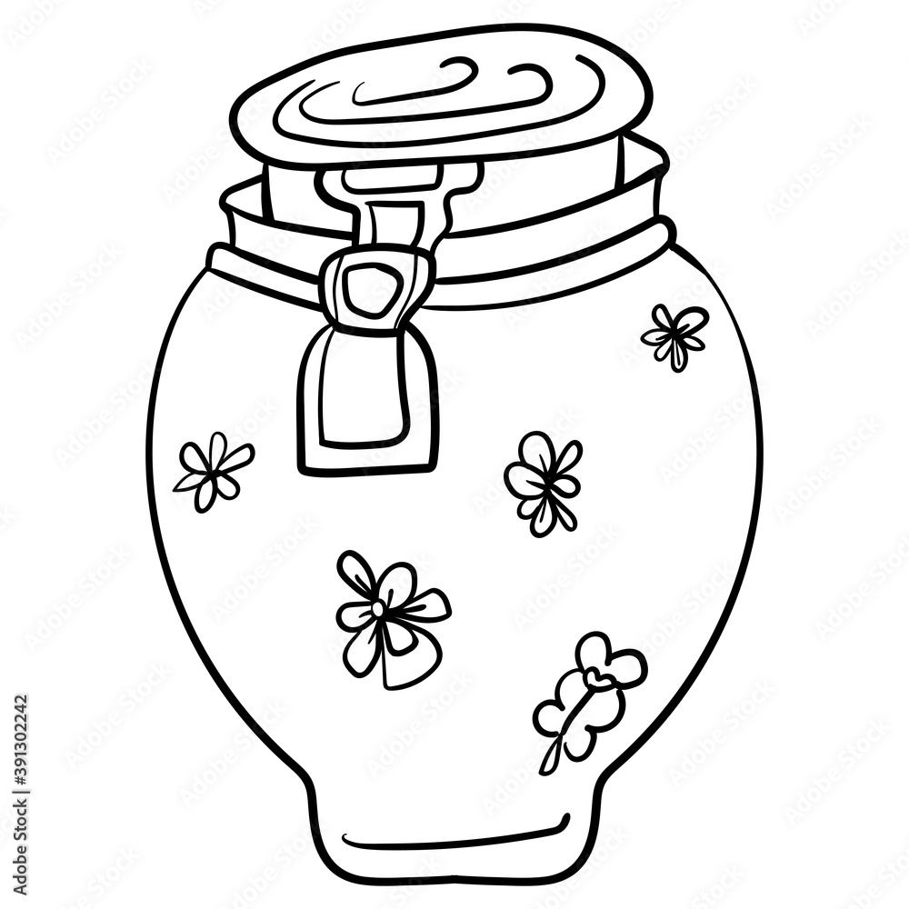Cute illustrationtion Jar, Coloring page or book for children and ...