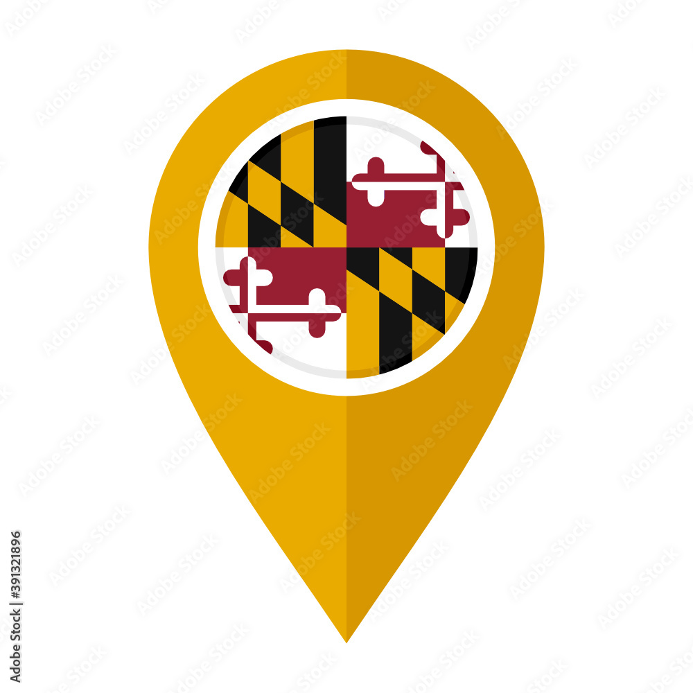 flat map marker icon with maryland flag. vector illustration isolated ...