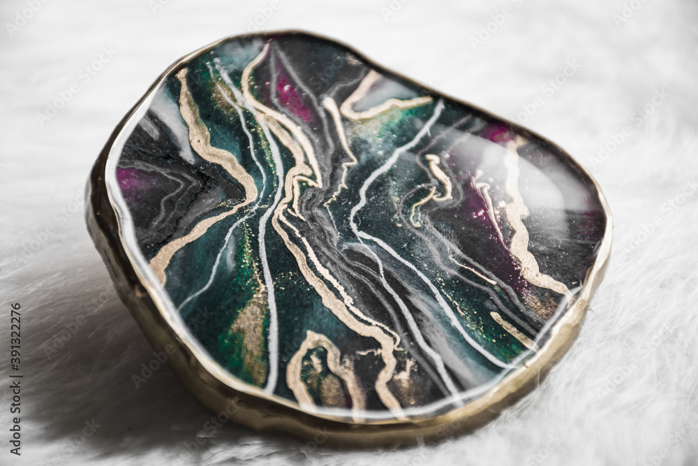 sapphire and emerald resin geode commissioned original art work Stock ...