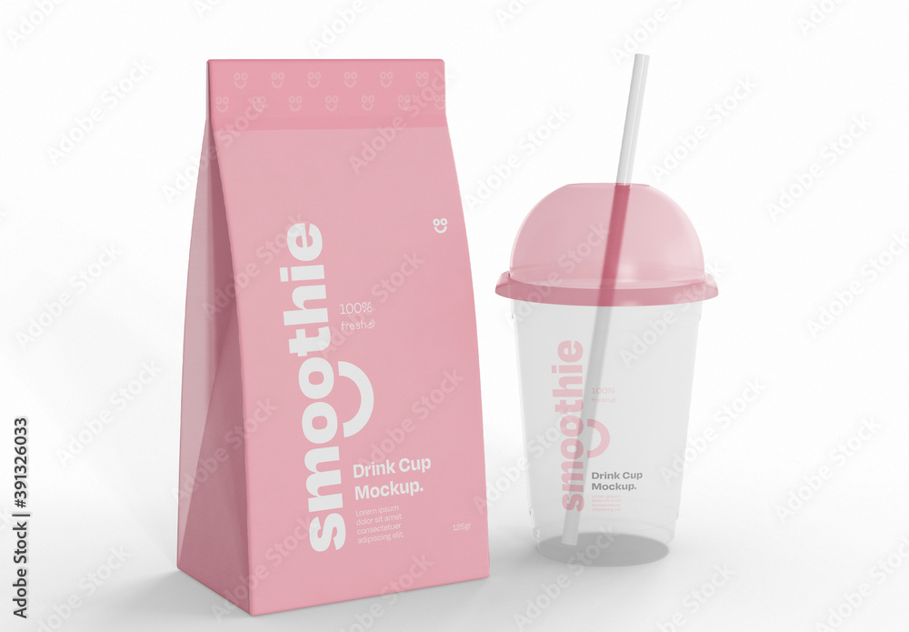 Smoothie and Package Mockup plantilla de Stock | Adobe Stock