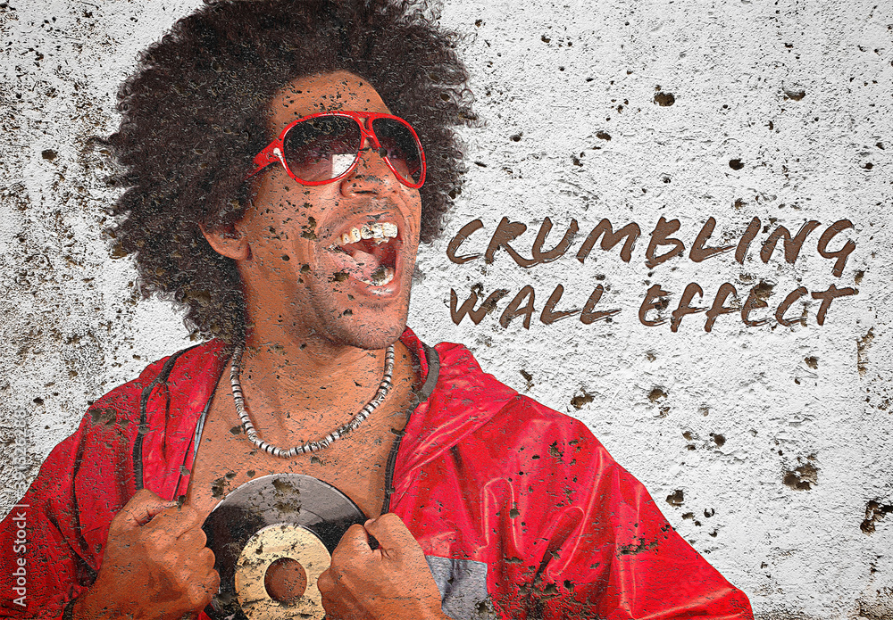 Crumbling Grunge Wall Photo Effect Mockup Stock Template | Adobe Stock