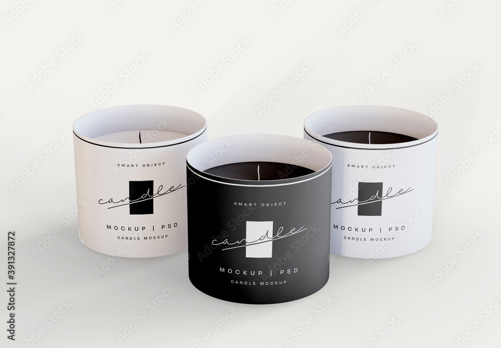 3 Candles Mockup Stock Template | Adobe Stock