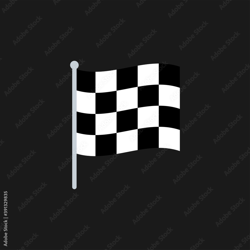 Race flag icon isolated on black background. Finish symbol modern ...