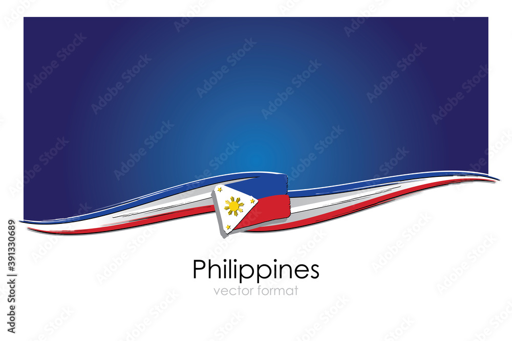 Philippines Flag with colored hand drawn lines in Vector Format ...