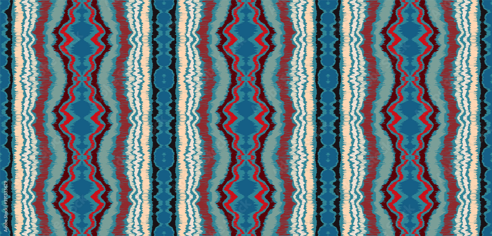 Ikat border. Geometric folk ornament. Ink on clothes. Tribal vector ...