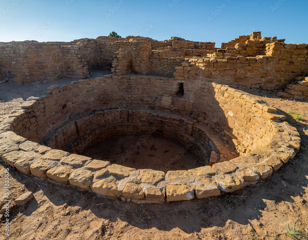 Far View House Kiva in Mesa Verde National Park. A circular stone ...