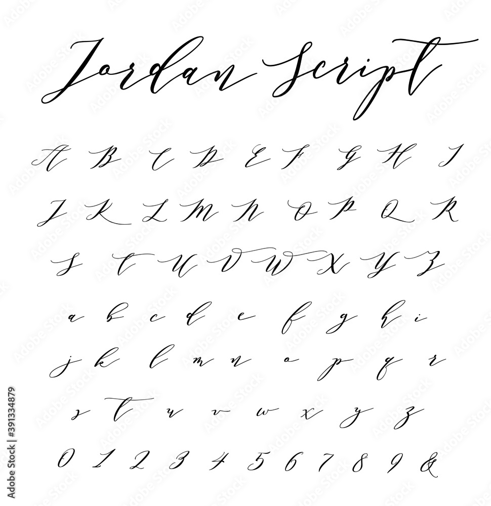 Script Font Cursive Alphabet Vector Stock Vector | Adobe Stock