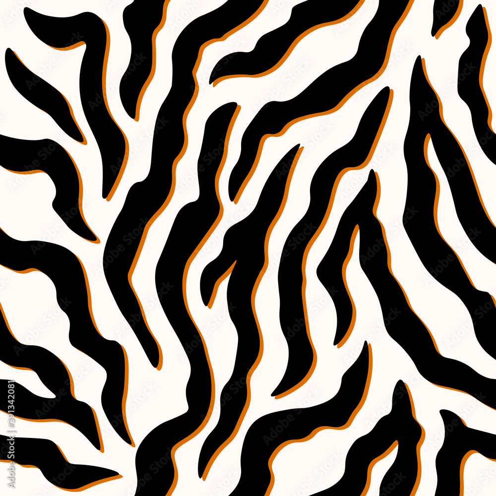 Zebra stripes seamless pattern. Tiger stripes skin print design. Wild ...