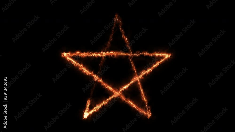 Burning pentagram symbol on alpha channel background Stock Video ...