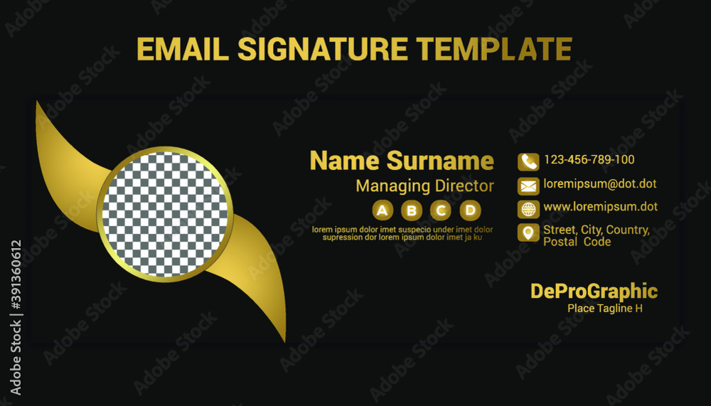 Golden email signature in horizontal for individual and business with ...