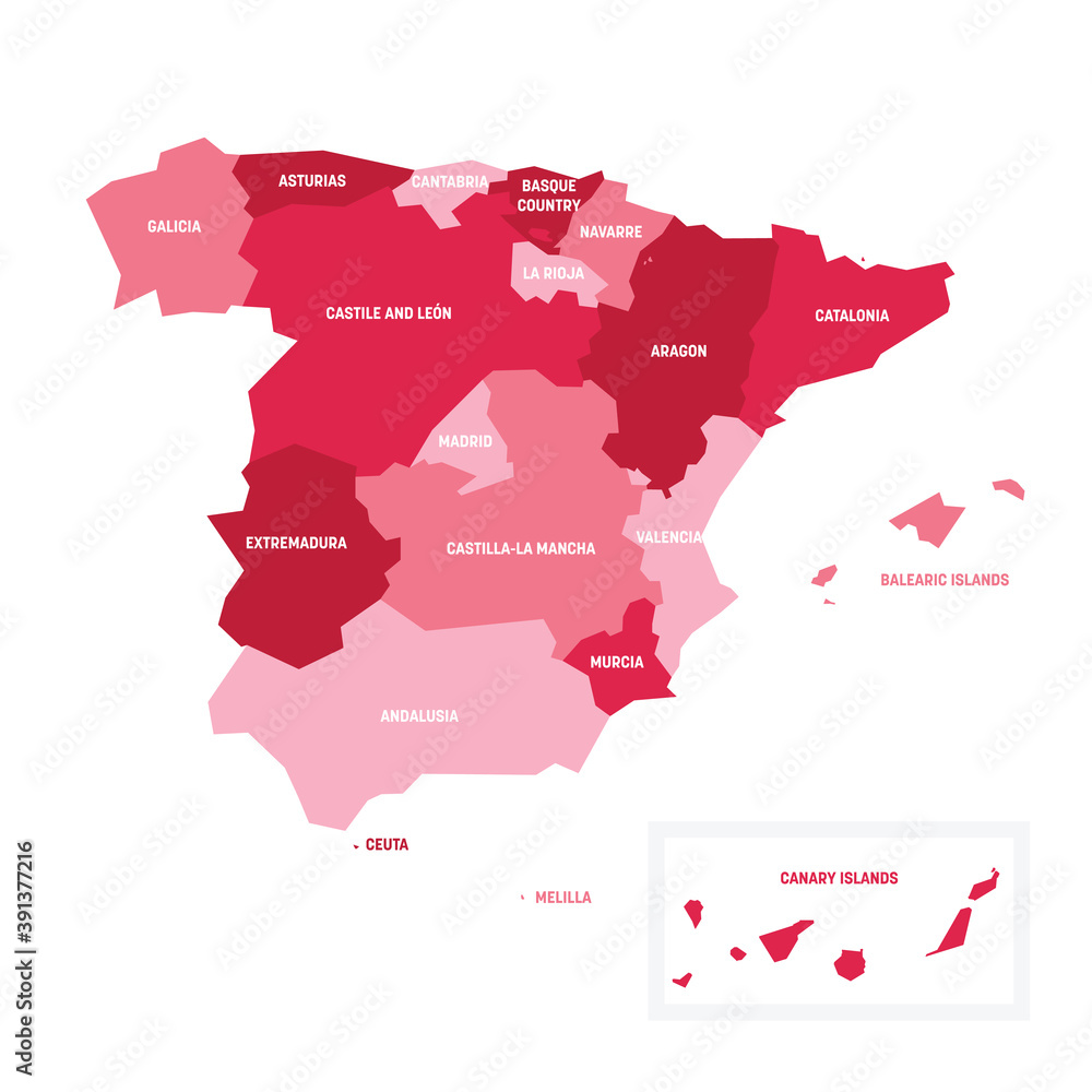 Spain - map of autonomous communities vector de Stock | Adobe Stock