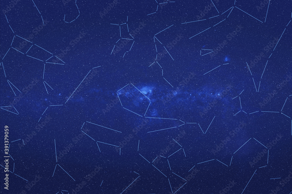 Illustration of constellations in outer space. Constellatios on the ...