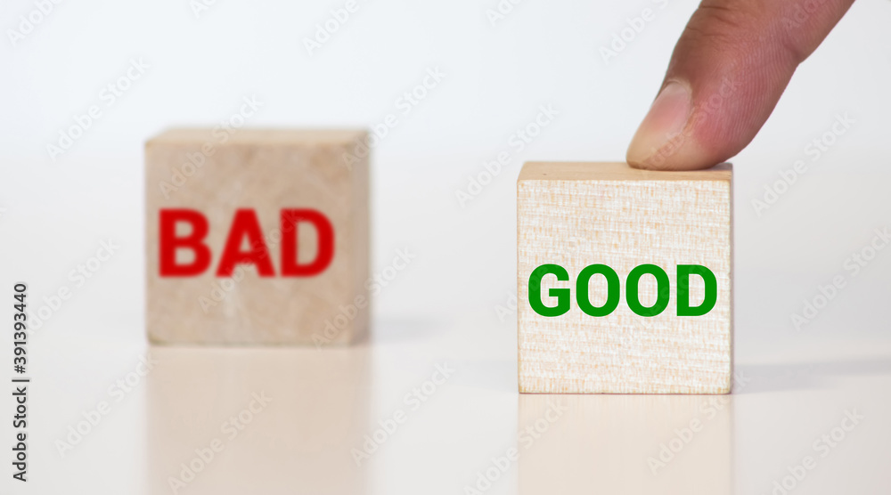 good and bad - isolated words in vintage letterpress wood type Stock ...