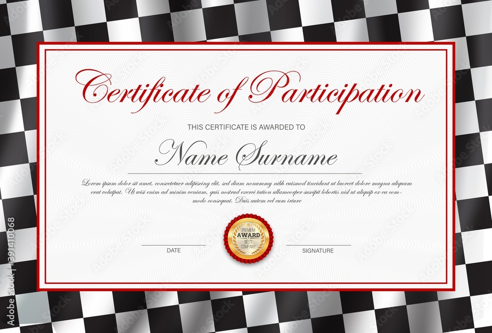Certificate of participation, diploma vector template with black and ...