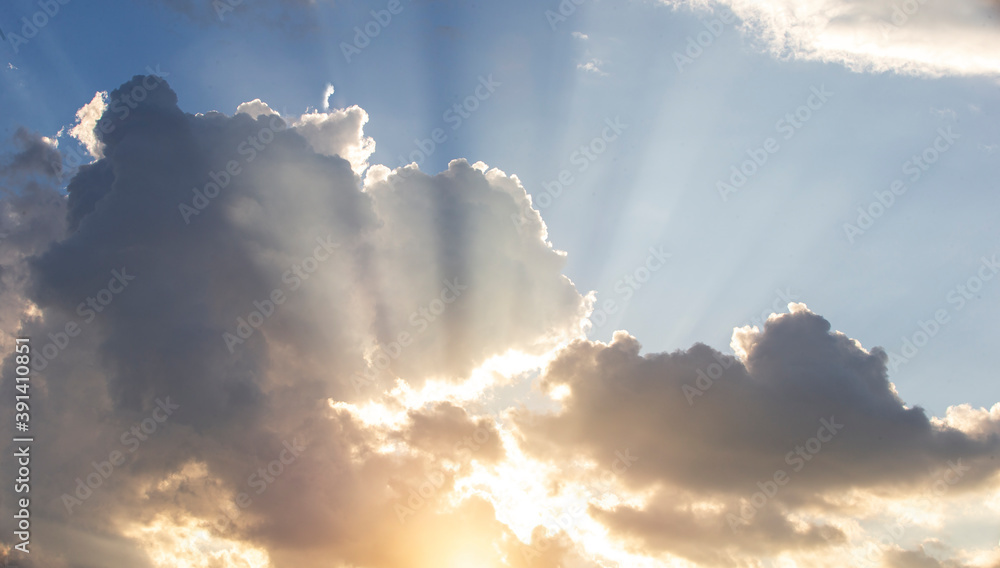 sun rays and clouds Stock Photo | Adobe Stock