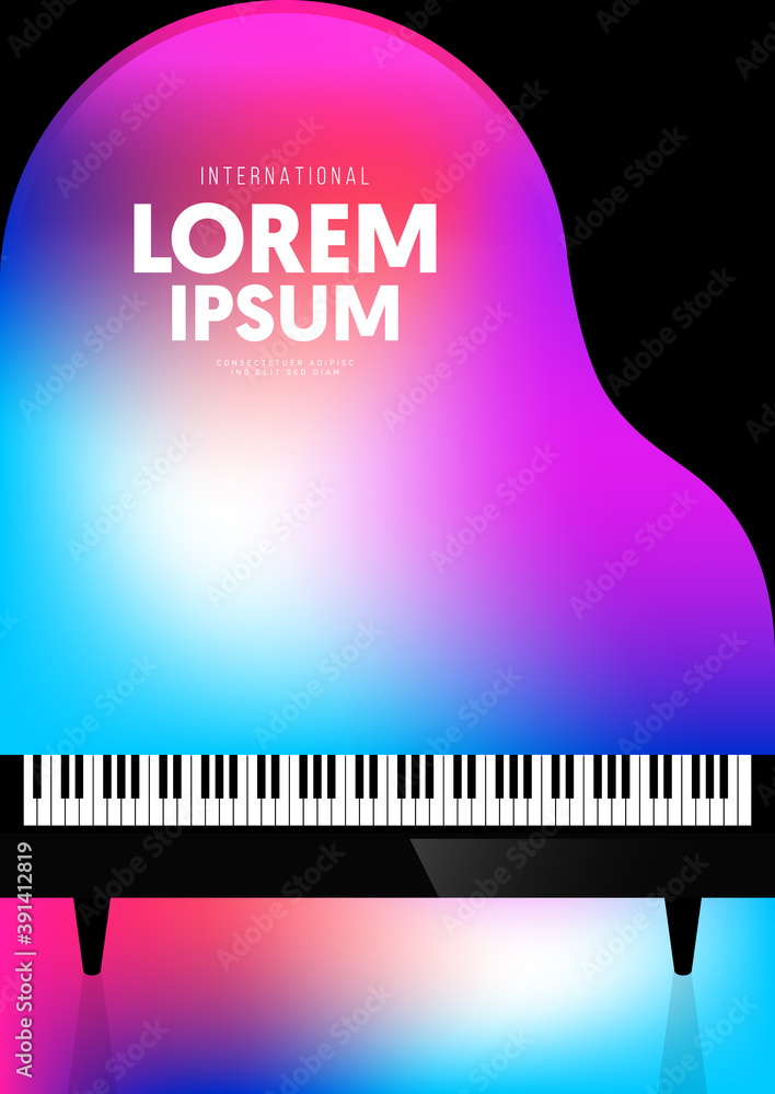 Music poster decorative with gradient piano design template background ...
